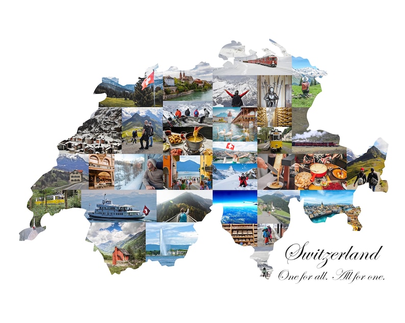 Switzerland Map Photo Collage Personalized Switz Travel - Etsy