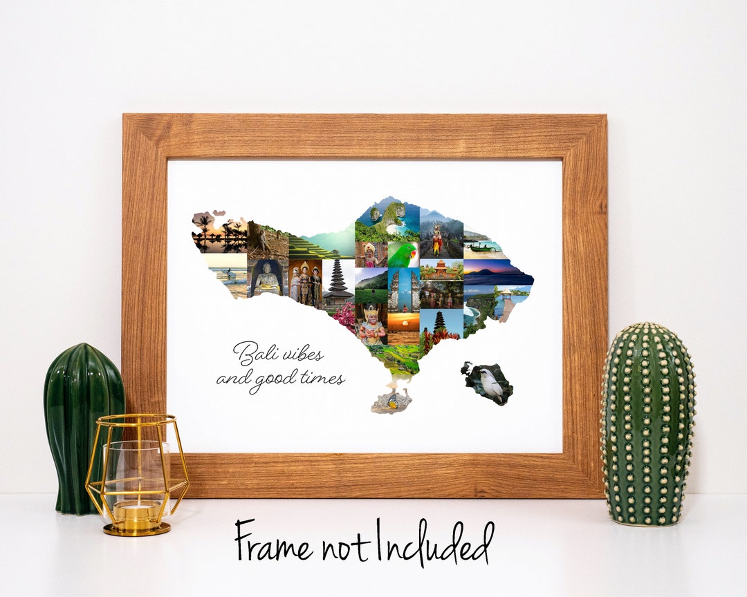 Bali Map Photo Collage - Personalized Travel Souvenir Gift - Custom ...
