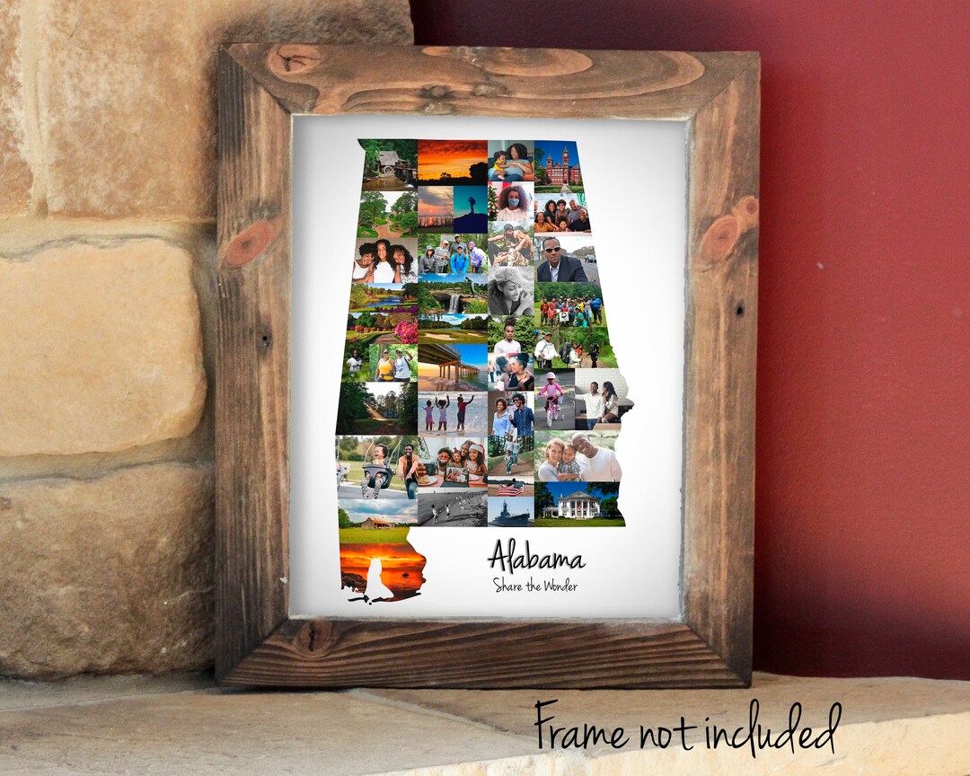 Alabama State Map Photo Collage, Alabama Wall Art Decoration ...
