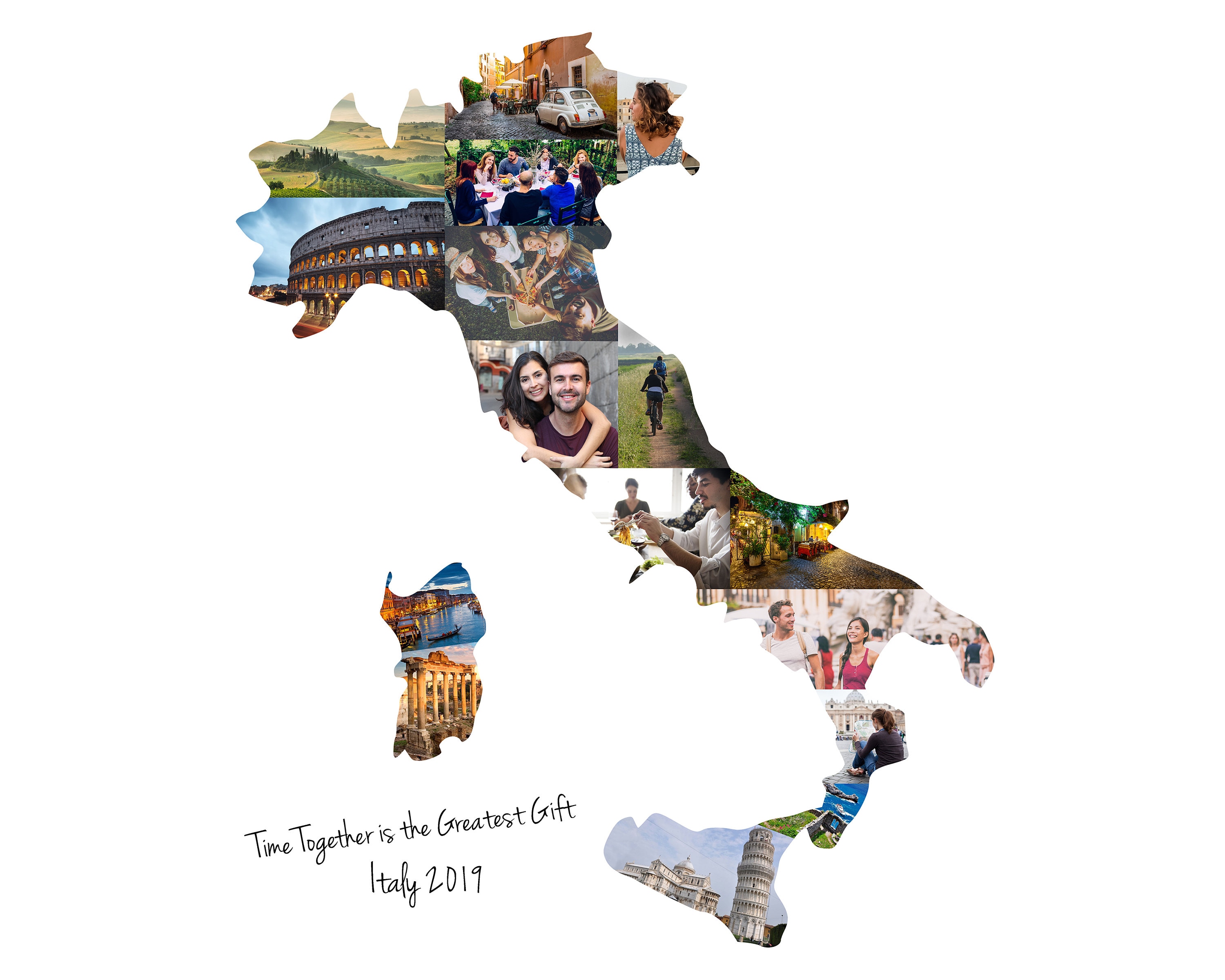 Italy Map Photo Collage, Italy Family Vacation Souvenir, Personalized ...