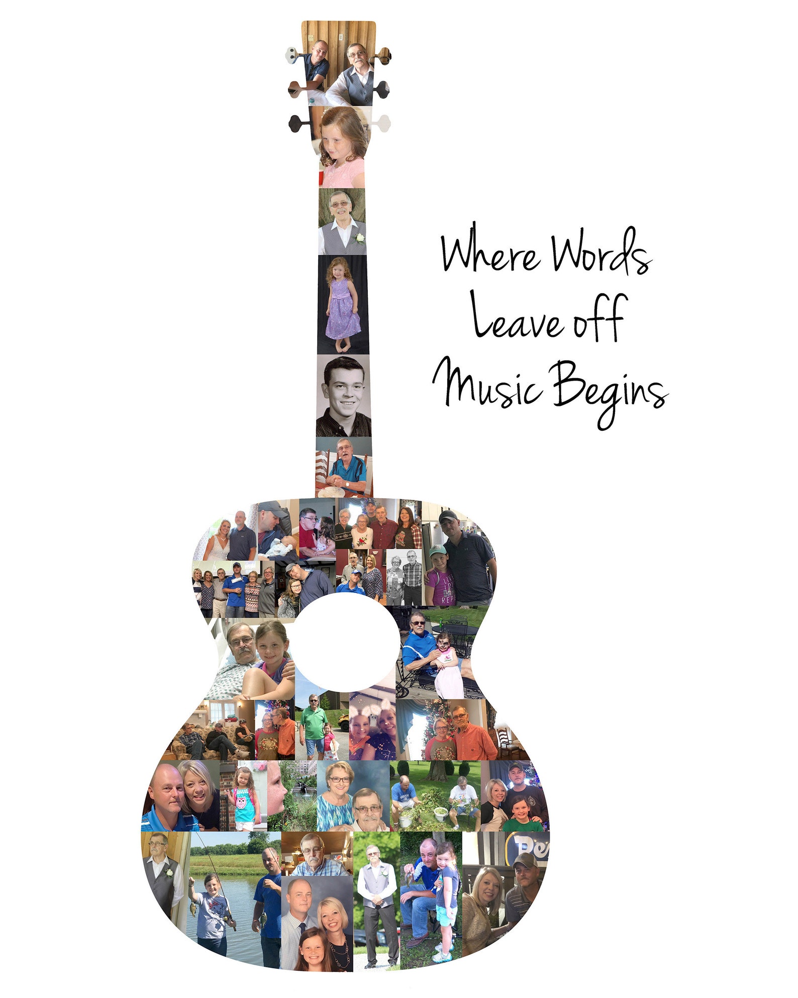 Custom Guitar Photo Collage Music Lover Gift Personalized | Etsy