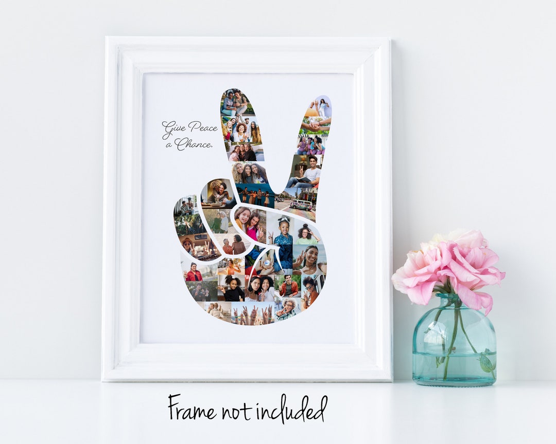 Peace Sign Hand Gesture Photo Collage, Peace Symbol - Custom Made With ...