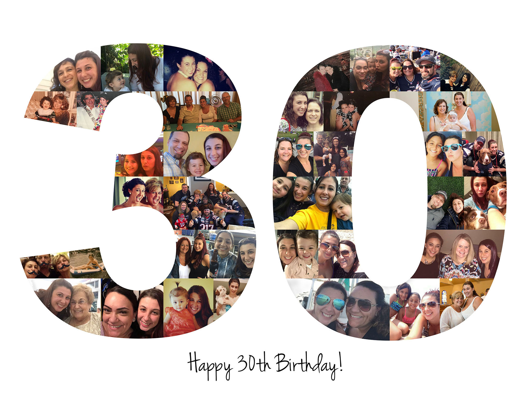 30th Birthday Gift, Number Photo Collage, 30th Anniversary Party ...
