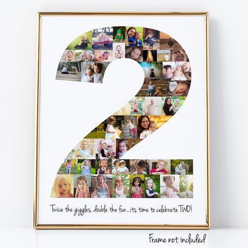 Number 2 Photo Collage Second Birthday Gift Custom - Etsy