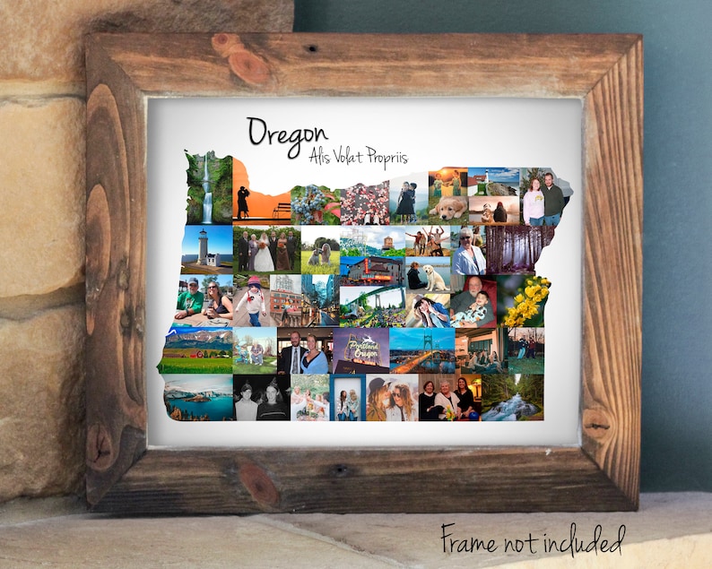Oregon State Map Photo Collage, Travel Souvenir for an Oregon Vacation ...