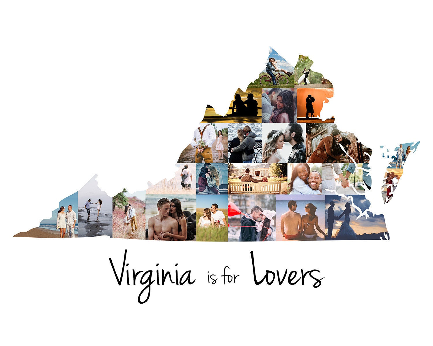 Personalized Virginia State Map Photo Collage Gift, Custom Made Picture ...