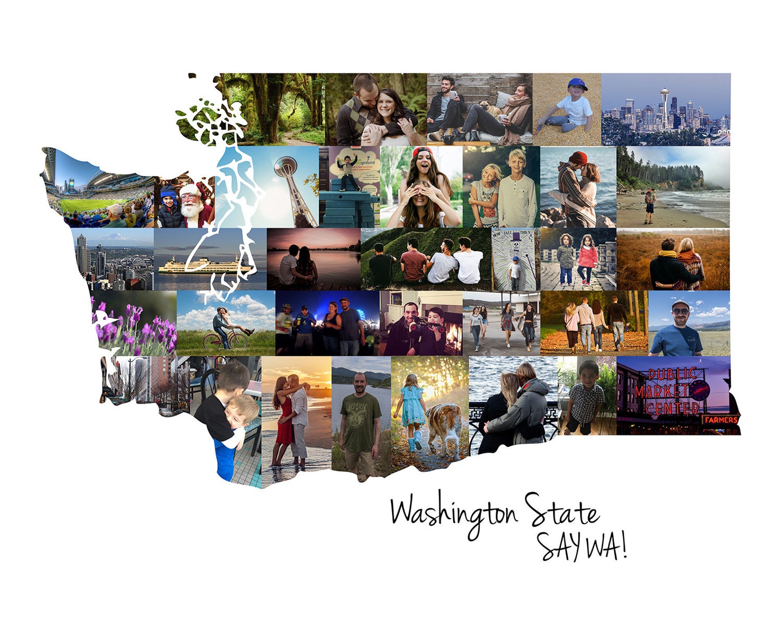 Custom Made Washington State Map Photo Collage Travel | Etsy