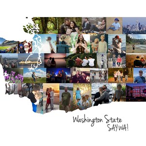Custom Washington State Map Photo Collage – Personalized Travel ...