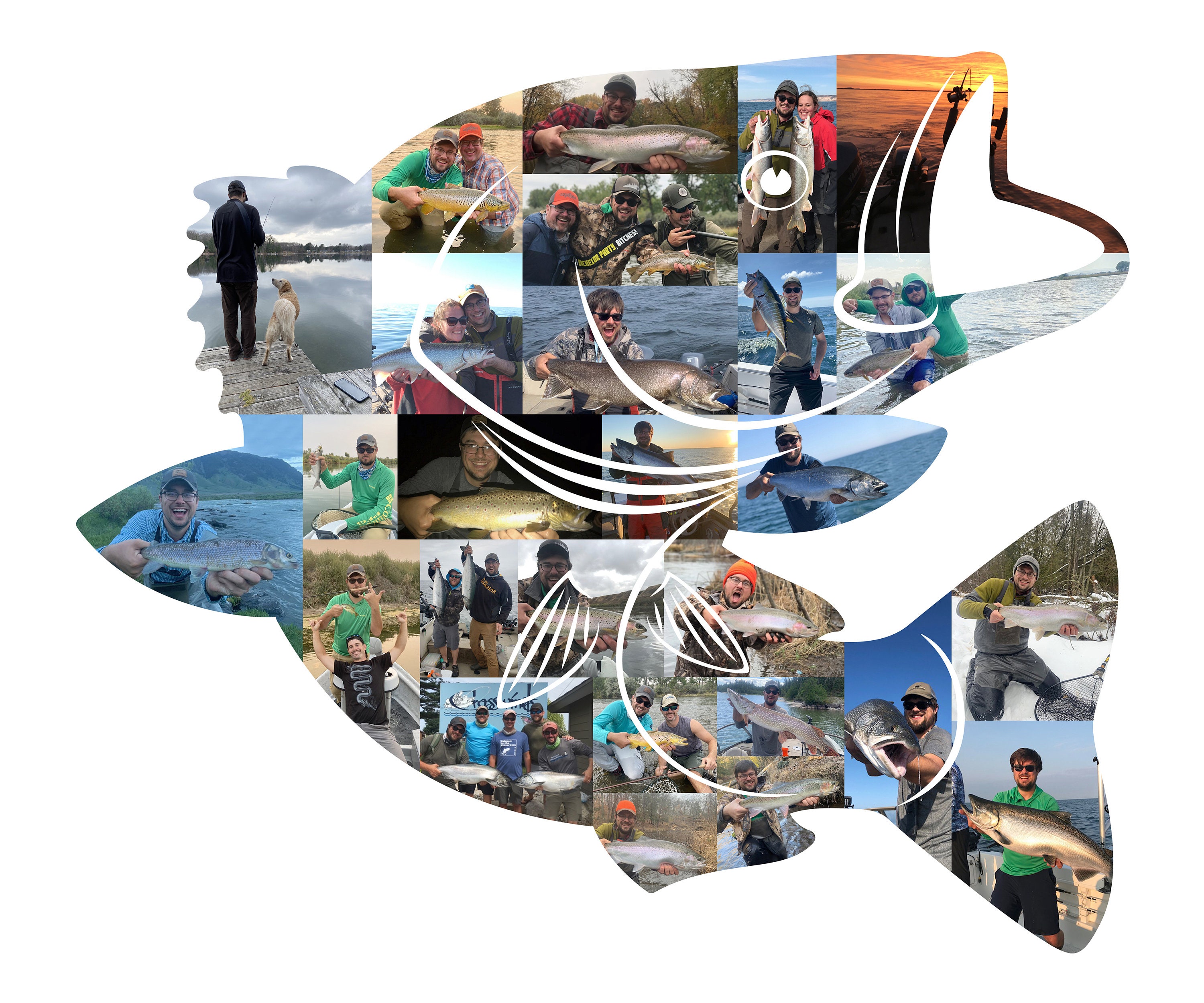 Bass Fish Photo Collage - Personalized Fishing Gift for Fisherman ...