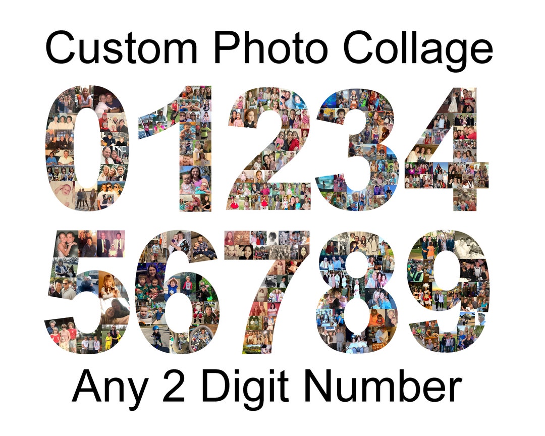 Number Photo Collage - Any 2 Digit Number - Custom Birthday Gift ...