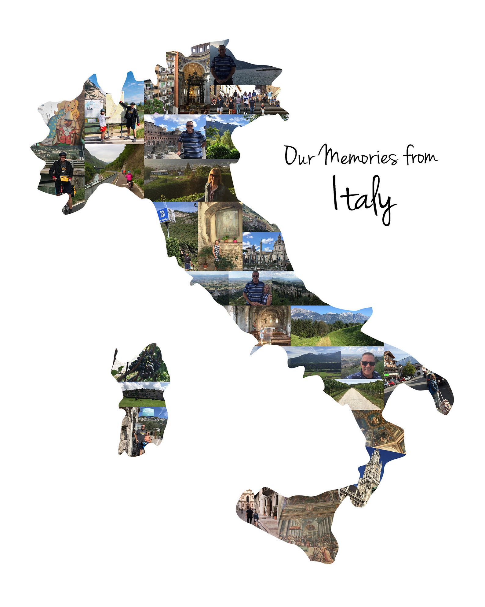 Italy Map Photo Collage, Italy Family Vacation Souvenir, Personalized ...