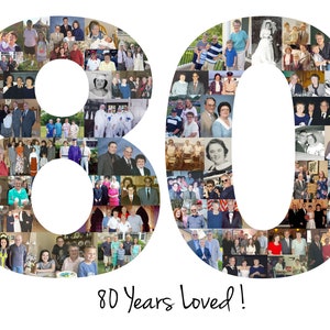 80th Birthday Gift, 80th Birthday Party Decoration - 80 Number Photo ...