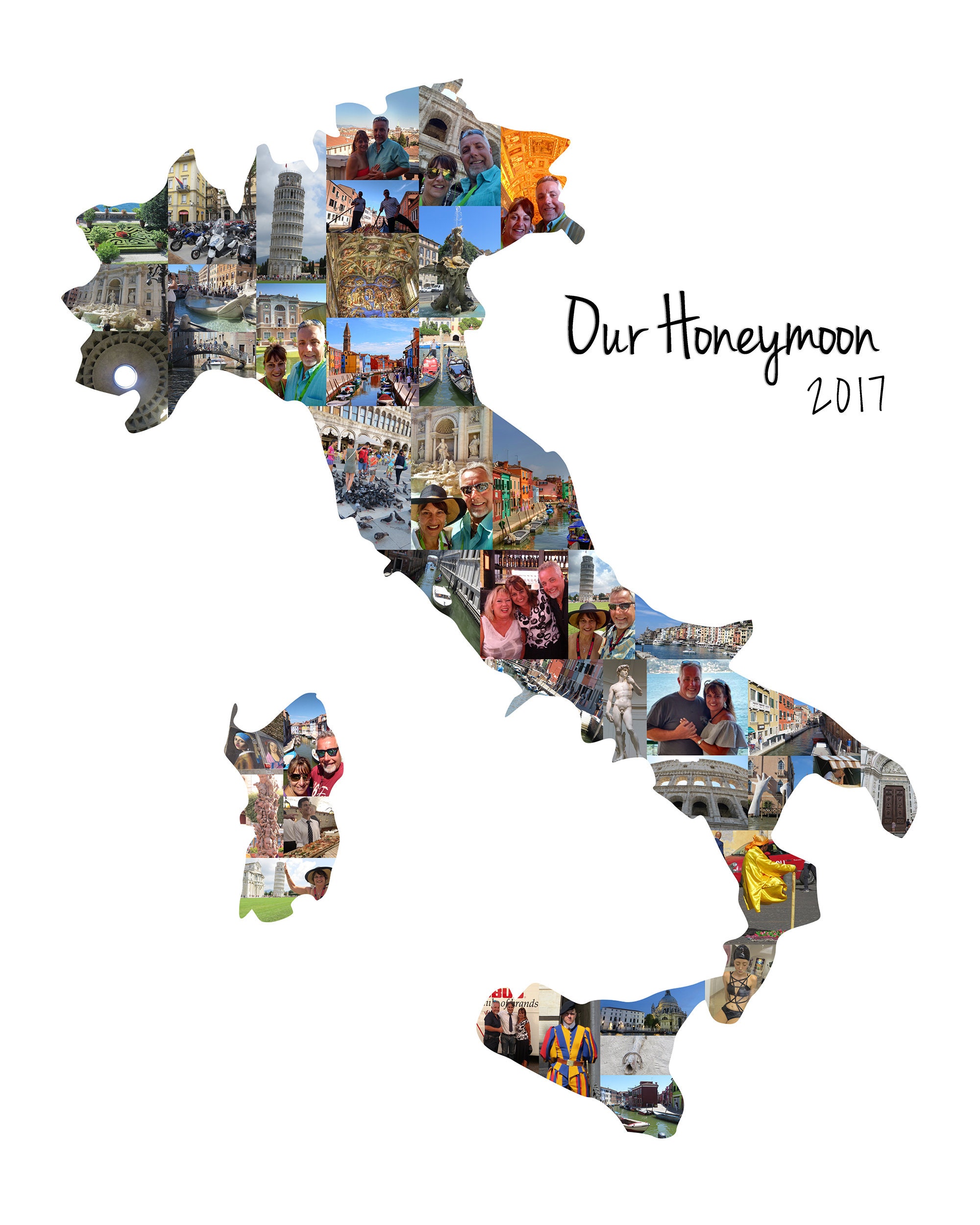 Italy Map Photo Collage, Italy Family Vacation Souvenir, Personalized ...