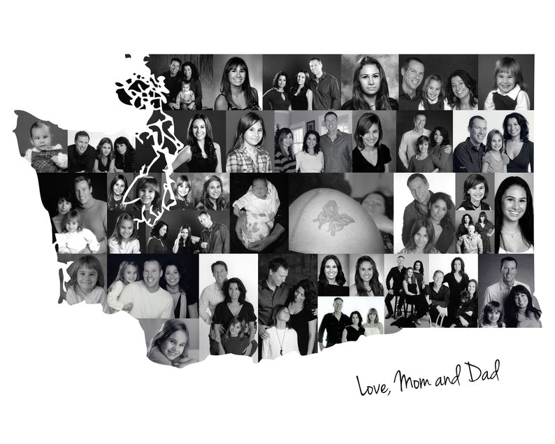 Custom Made Washington State Map Photo Collage Travel | Etsy