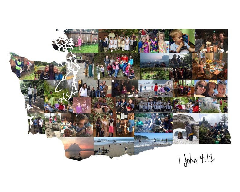 Custom Made Washington State Map Photo Collage Travel | Etsy