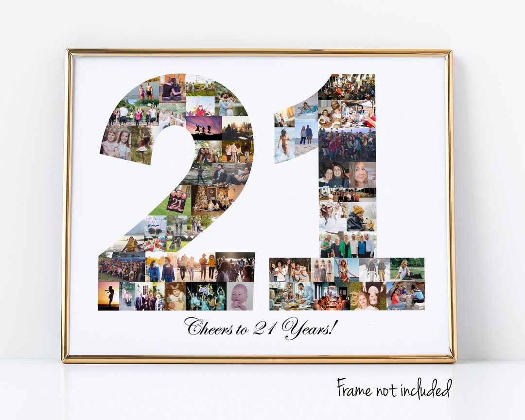 21st Birthday Gift for Her - Personalized 21 Photo Collage Party ...