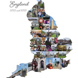 England Map Art Print, England Map Travel Gift - Personalized Photo ...