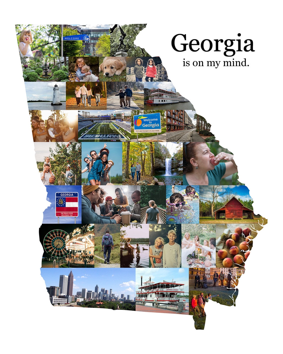 Personalized Georgia State Map Photo Collage Custom Georgia - Etsy