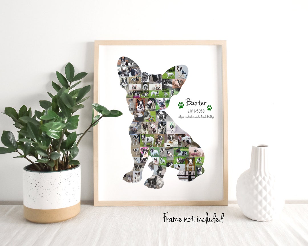 French Bulldog Photo Collage, Frenchie Dog Mom Gift, Pet Memorial Gift ...