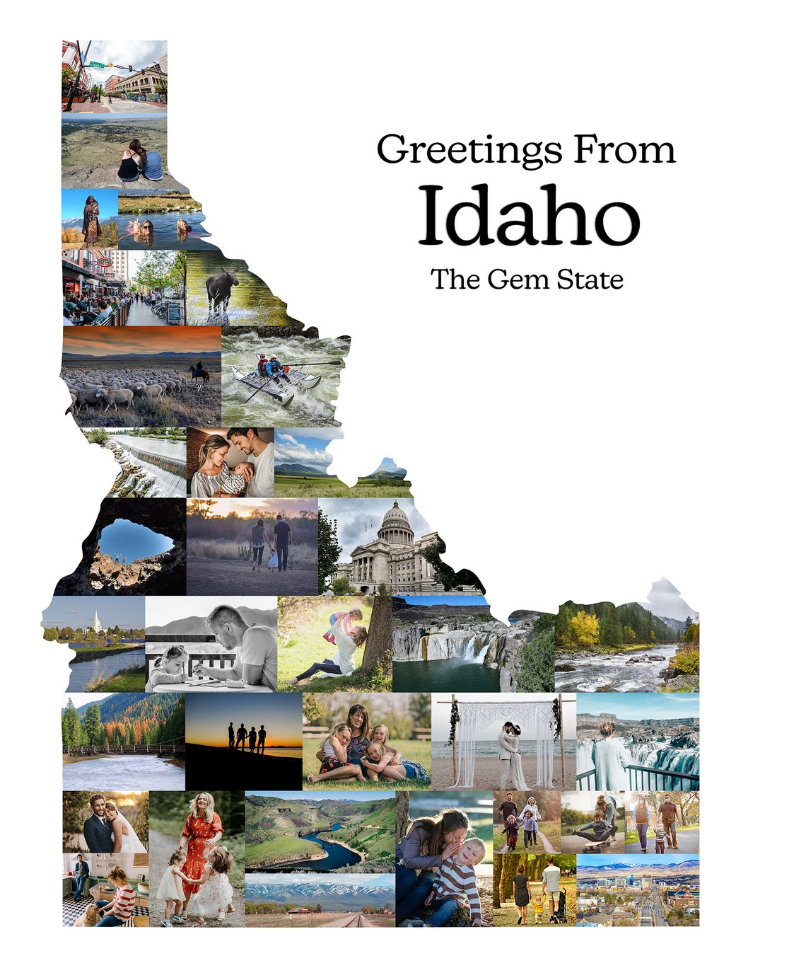 Idaho State Map Photo Collage - Personalized Idaho State Gift - Idaho ...
