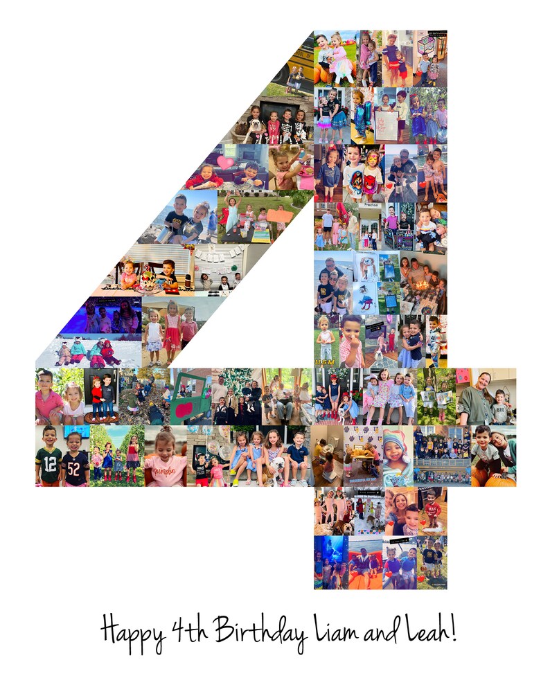 Personalized 4th Photo Collage Birthday Poster - Custom Made With Your ...