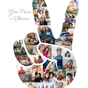 Peace Sign Hand Gesture Photo Collage, Peace Symbol - Custom Made With ...