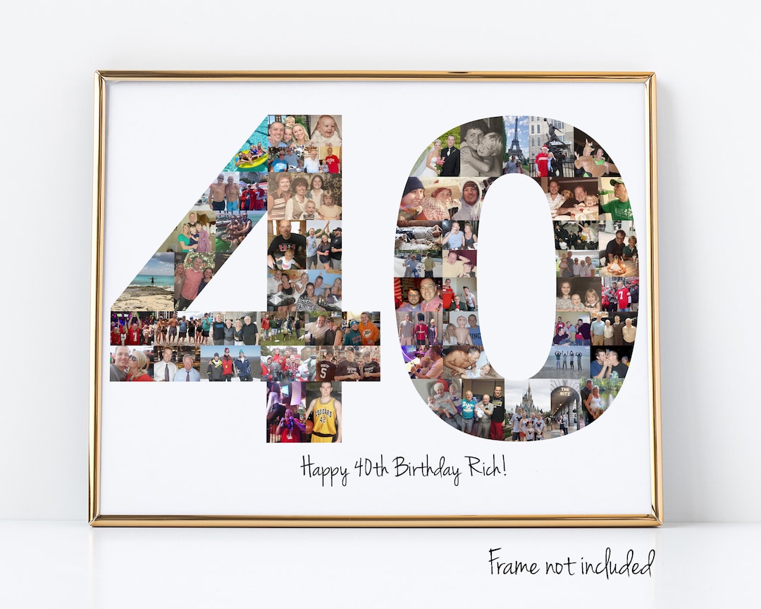 40th Birthday Party Present - Photo Collage Sign - Custom Birthday Gift ...