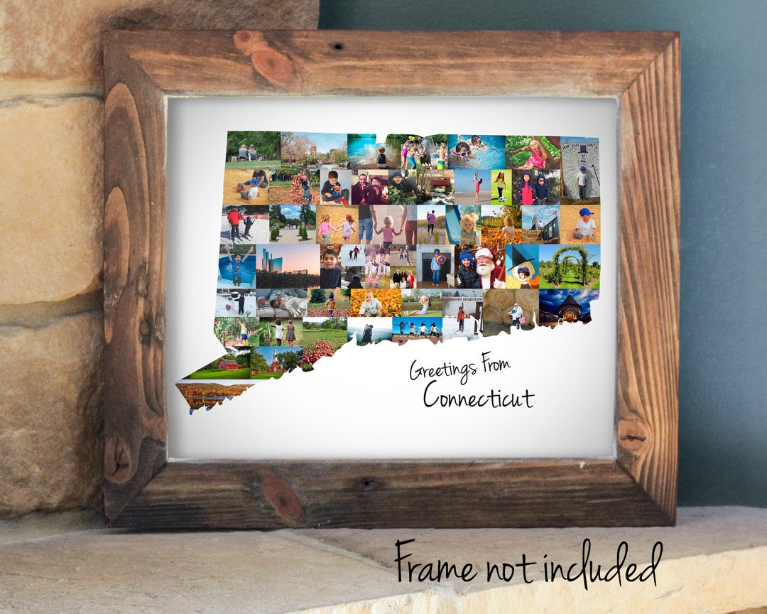 Custom Connecticut State Map Wall Art Print, Personalized Connecticut ...