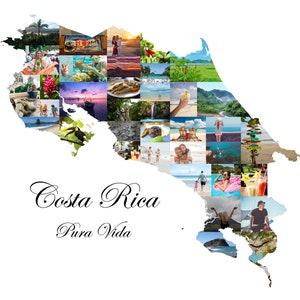 Costa Rica Map Photo Collage - Personalized Travel Vacation Souvenir ...
