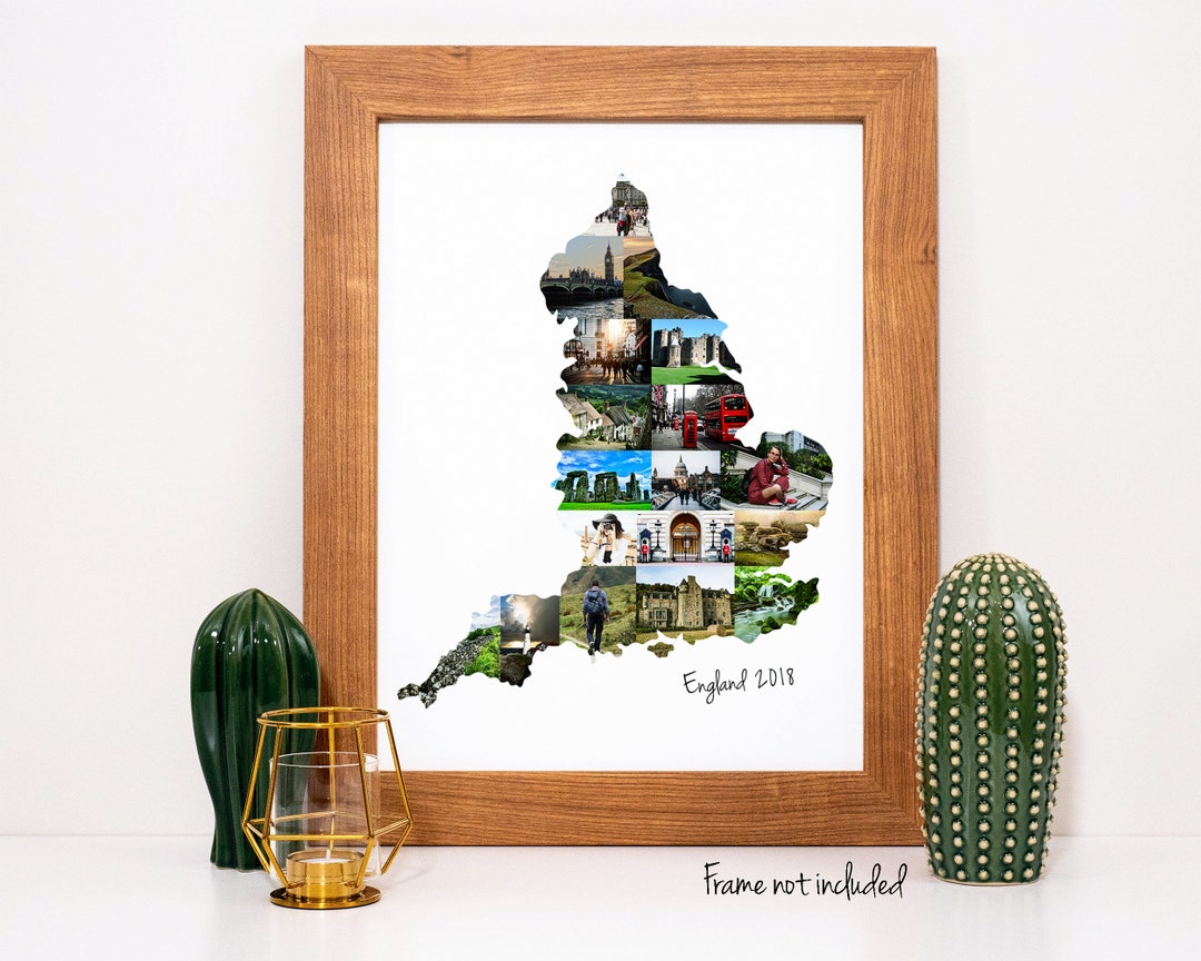 England Map Art Print, England Map Travel Gift - Personalized Photo ...