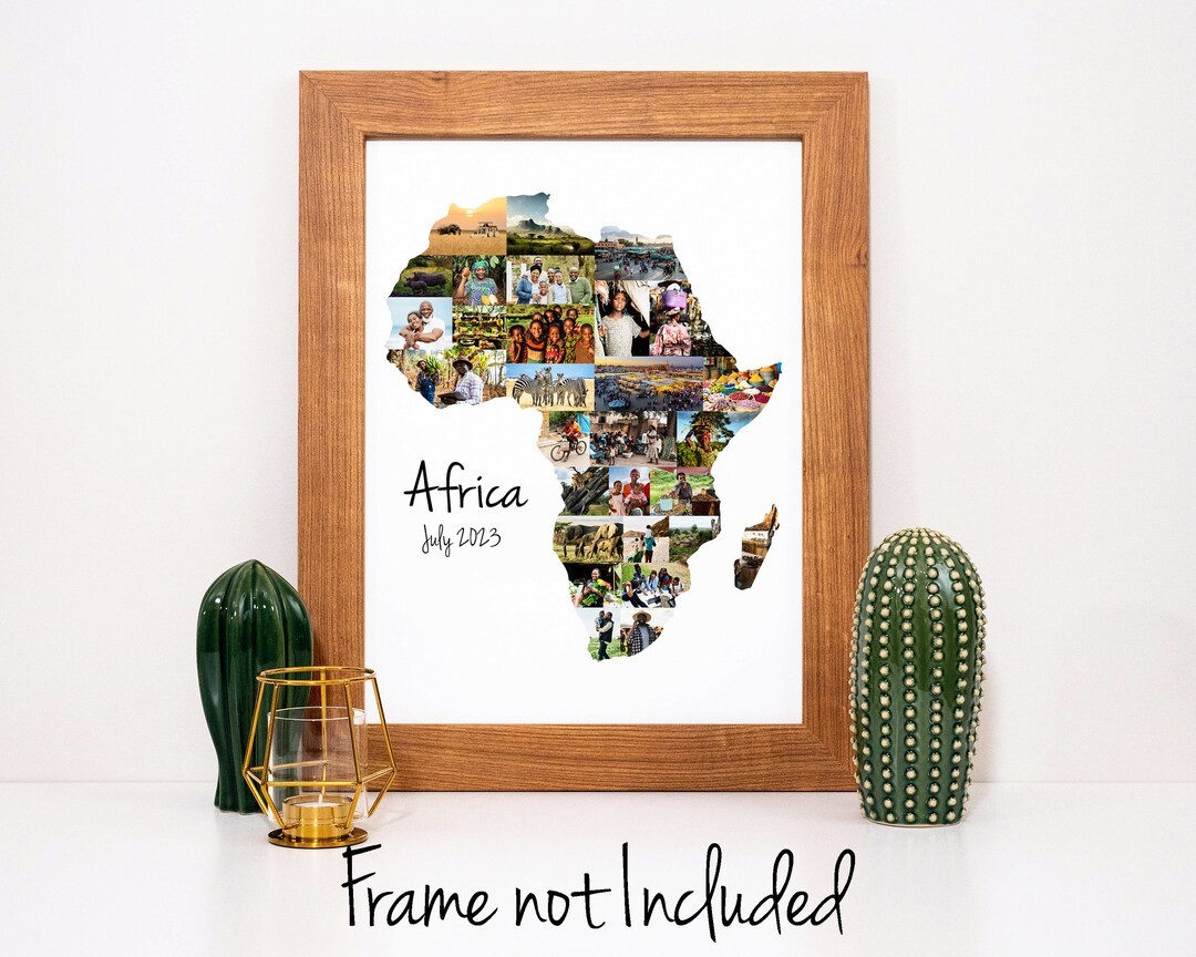 Africa Map Photo Collage - Personalized Travel Vacation Souvenir Gift ...