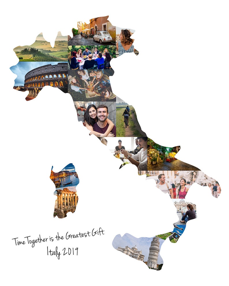 Italy Map Photo Collage, Italy Family Vacation Souvenir, Personalized ...