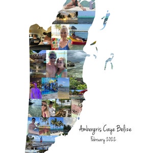 Personalized Belize Country Map Photo Collage - Vacation Souvenir Gift ...