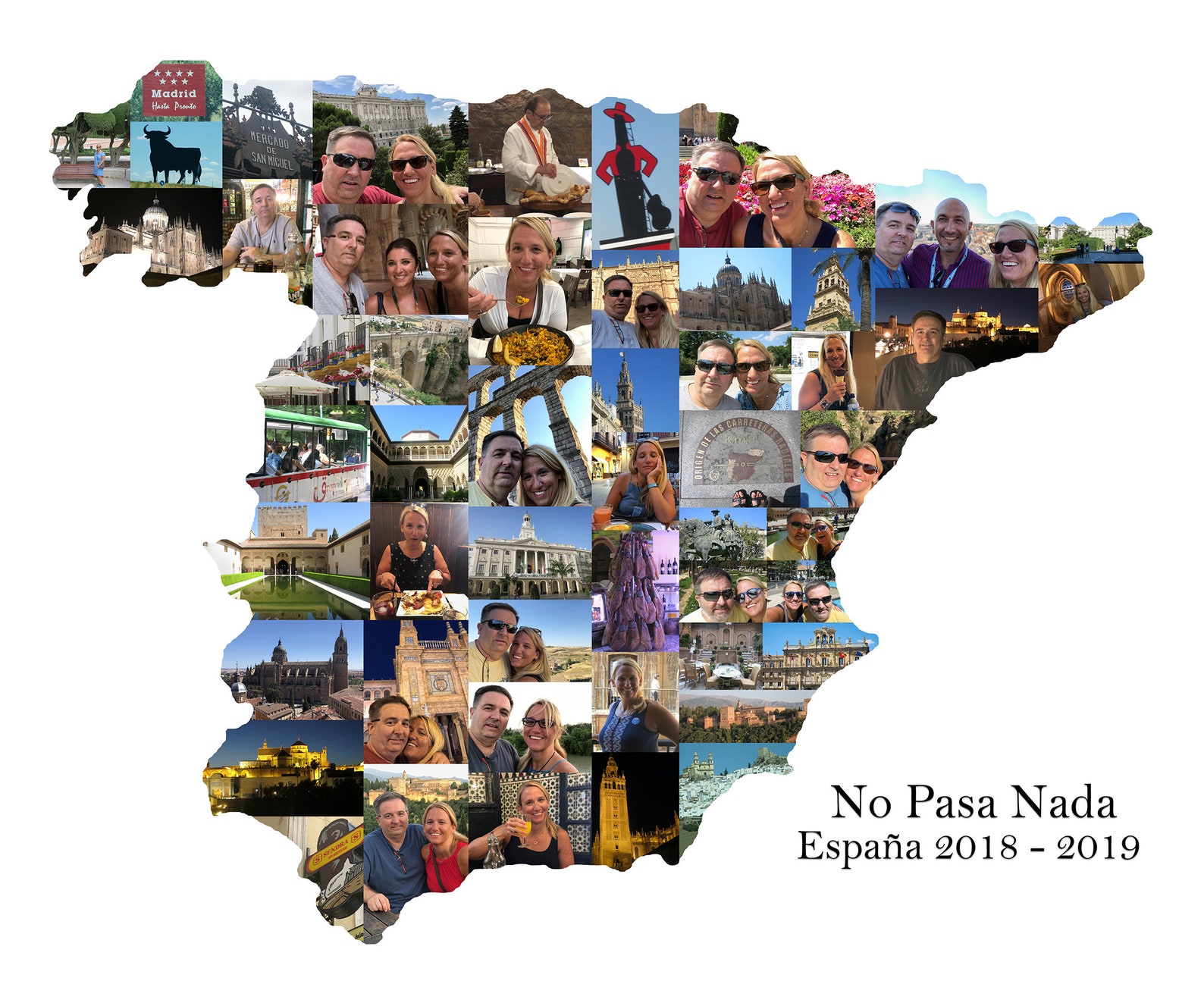 Personalized Travel Gift Spain Photo Collage Custom Made - Etsy
