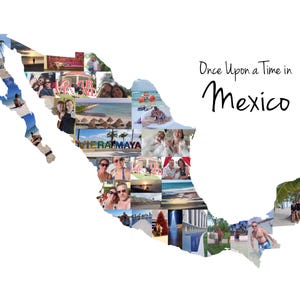 Personalized Mexico Map Photo Collage, Mexican Vacation Travel Gift ...