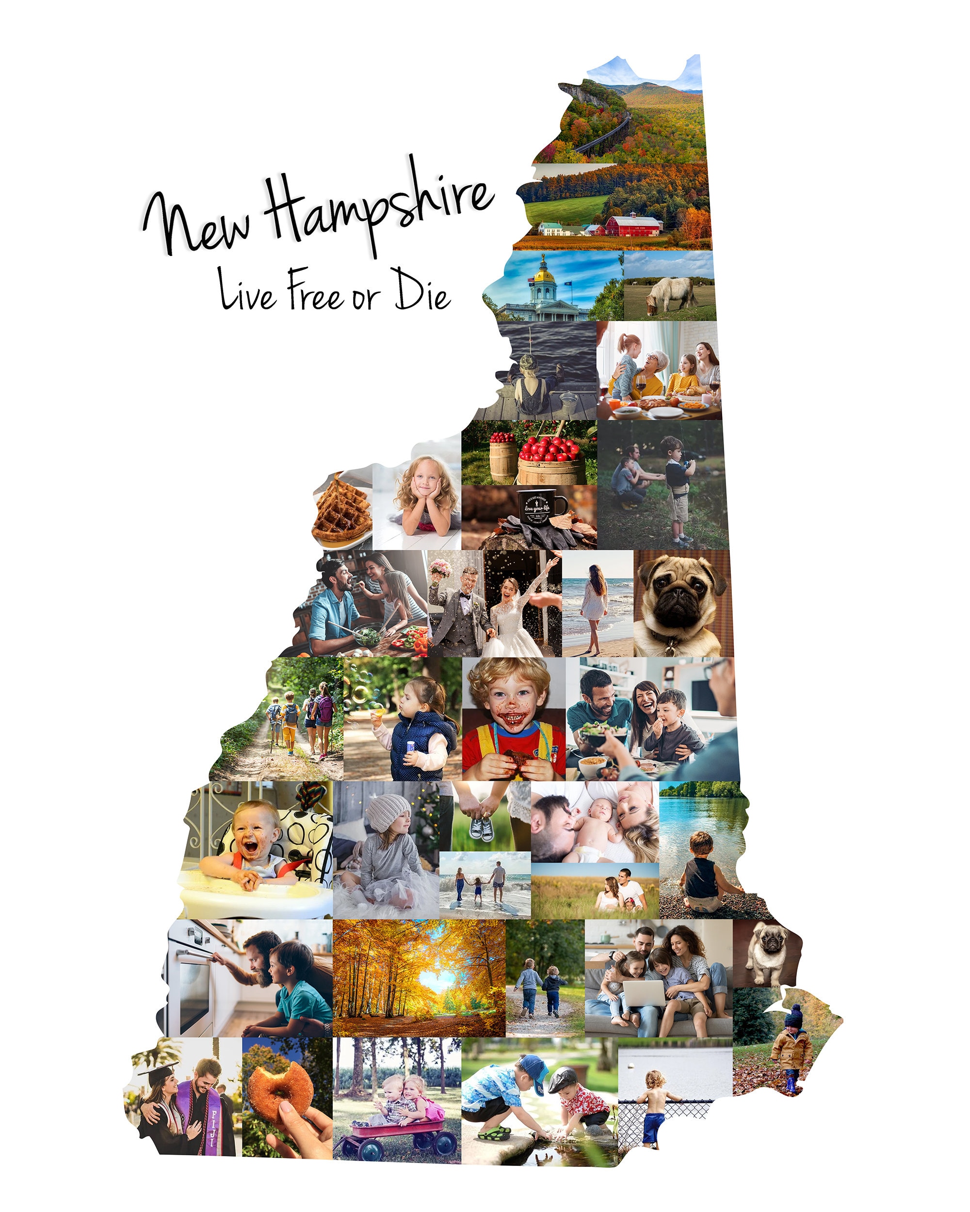 New Hampshire Map Photo Collage New Hampshire Wall Art - Etsy