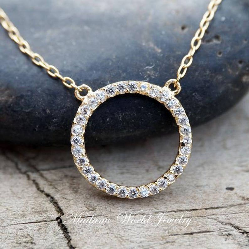 Clear Cubic Zirconia Open Circle Pendant Necklace - Etsy