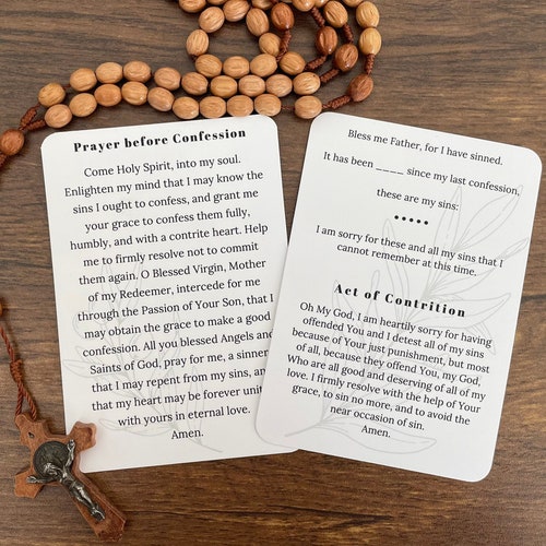 Confession Prayer Card and Guide Catholic Church Gift for - Etsy