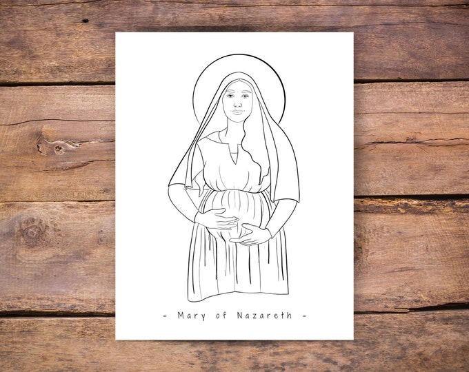 Mary of Nazareth Coloring Page- Catholic Kids Activity, Catholic ...