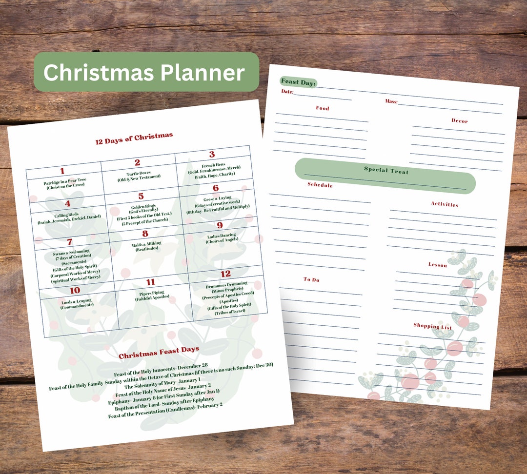 Christmas Feast Day Planner- Advent Activity Traditional Catholic ...