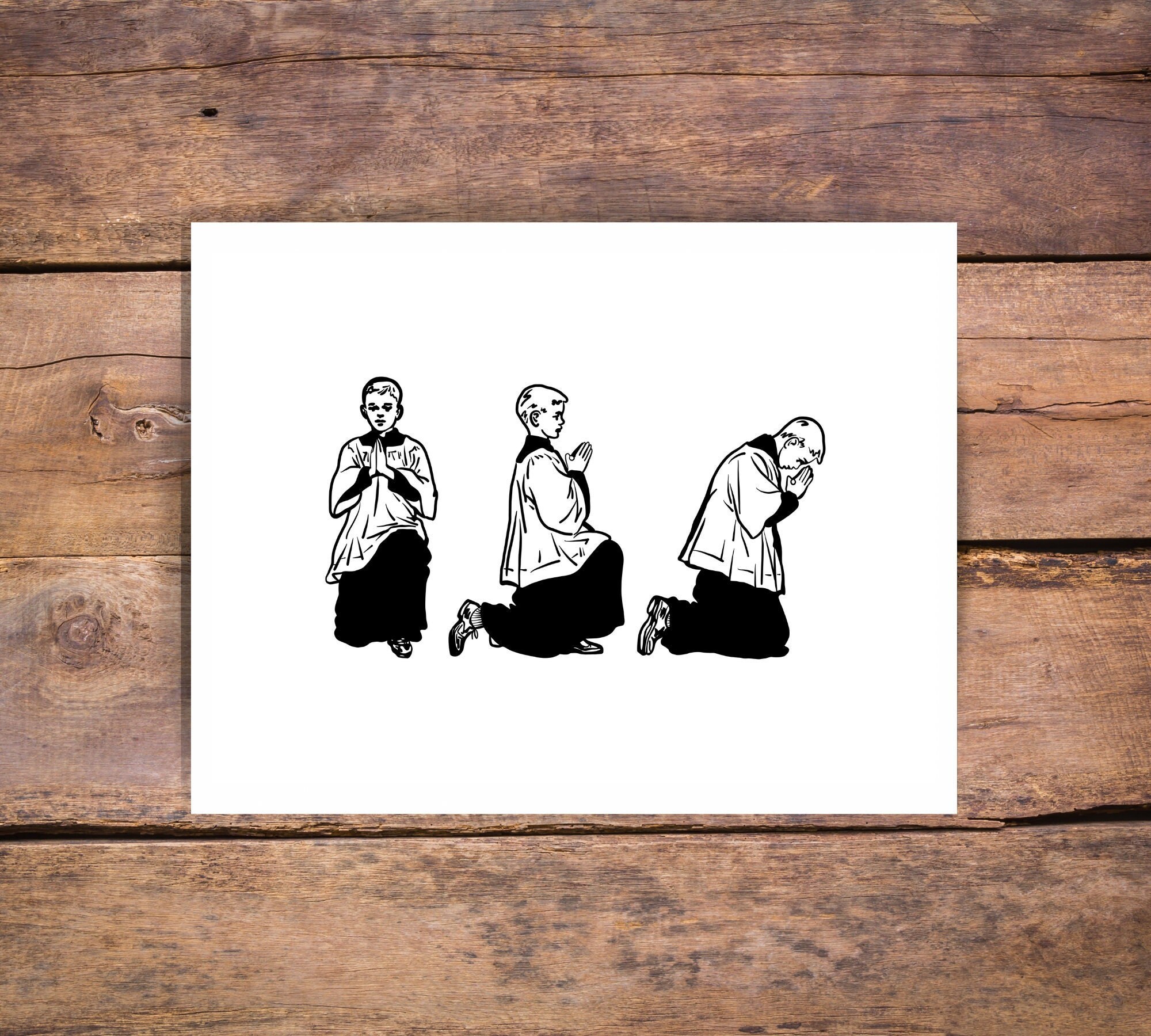 Altar Boy Genuflection Black and White, Traditional Latin Mass ...