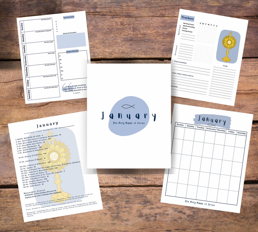 Undated Catholic Planner- Monthly Weekly With Liturgical Calendar ...