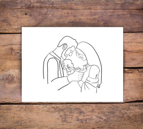 Holy Family Digital Coloring Page Catholic Art Catholic - Etsy