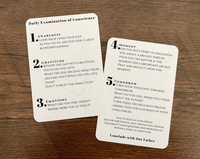 Daily Examen Prayer Card and Guide- Catholic Church, Gift for ...