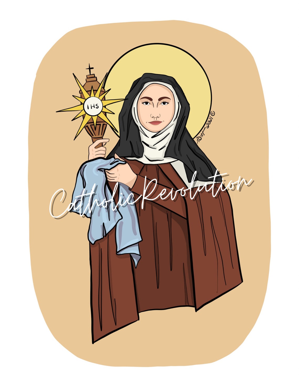 Digital St. Clare of Assisi Print- Catholic Kids Room, Catholic ...