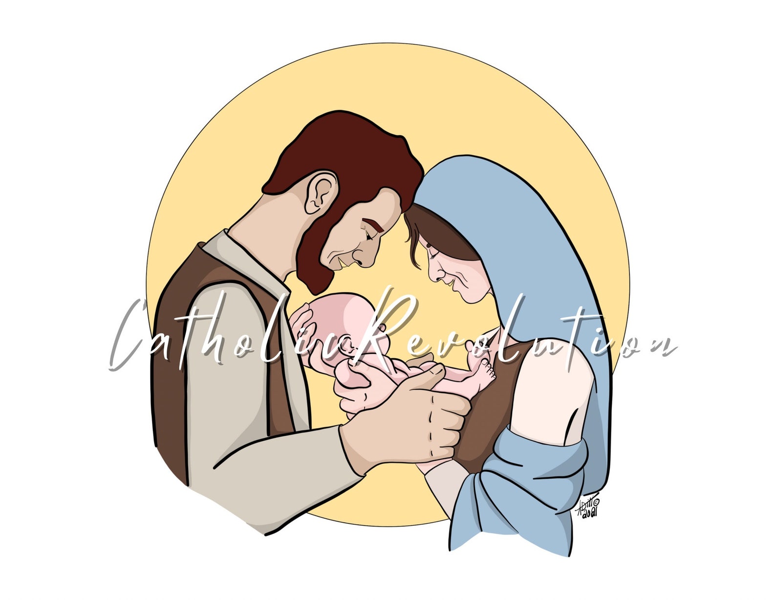 Holy Family Digital Coloring Page- Catholic Art, Catholic Homeschool ...