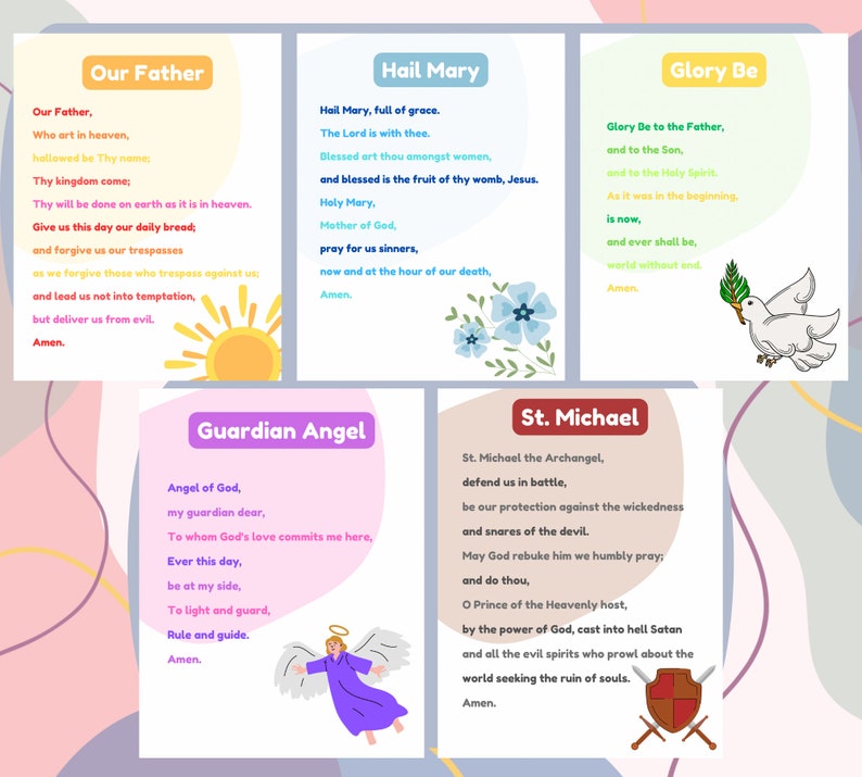 Catholic Prayer Bundle for Kids Homeschool- Traditional Catholic, Latin ...