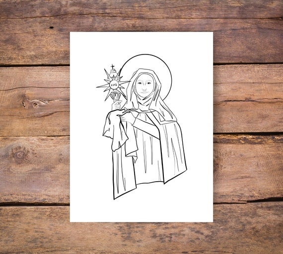 St. Clare of Assisi Adult Coloring Page Catholic Kids - Etsy