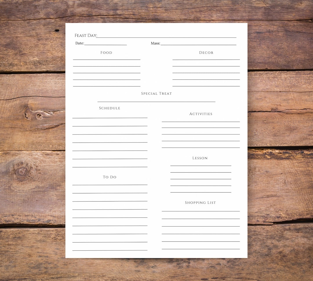 Feast Day Planner Page- Traditional Catholic, Liturgical Living, Latin ...
