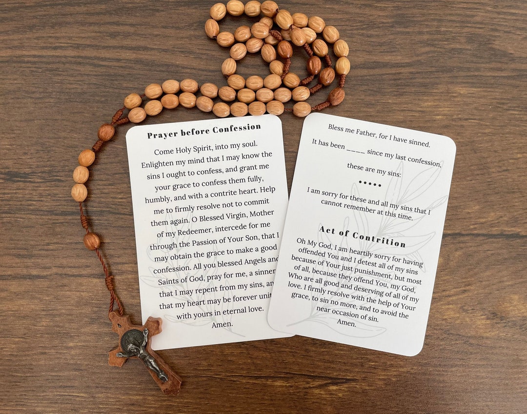 Confession Prayer Card and Guide Catholic Church, Gift for Confirmation ...